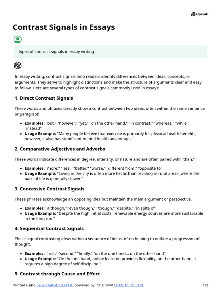 Contrast Signals in Essays | PDF | Essays | Linguistics