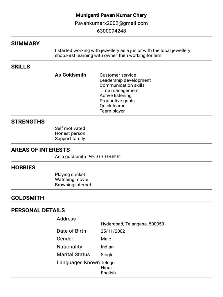 Resume Pavan Format5 | PDF