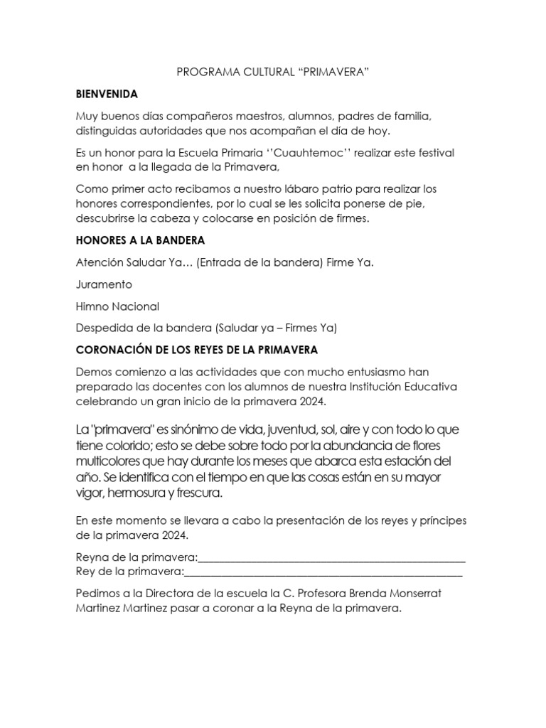 Programa-Civico-De-La-Primavera 2024 | PDF | Temporada de primavera) | Estaciones