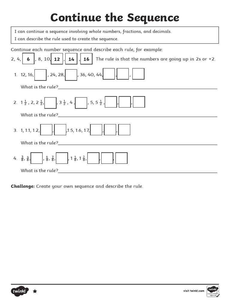 Continue-A-Sequence-Differentiated-Activity-Sheets - Ver - Math Stage 5 ...