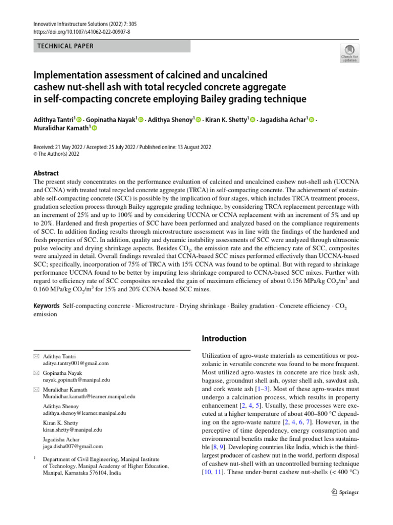 Cashew Nut Shell Ash With | PDF | Concrete | Young's Modulus