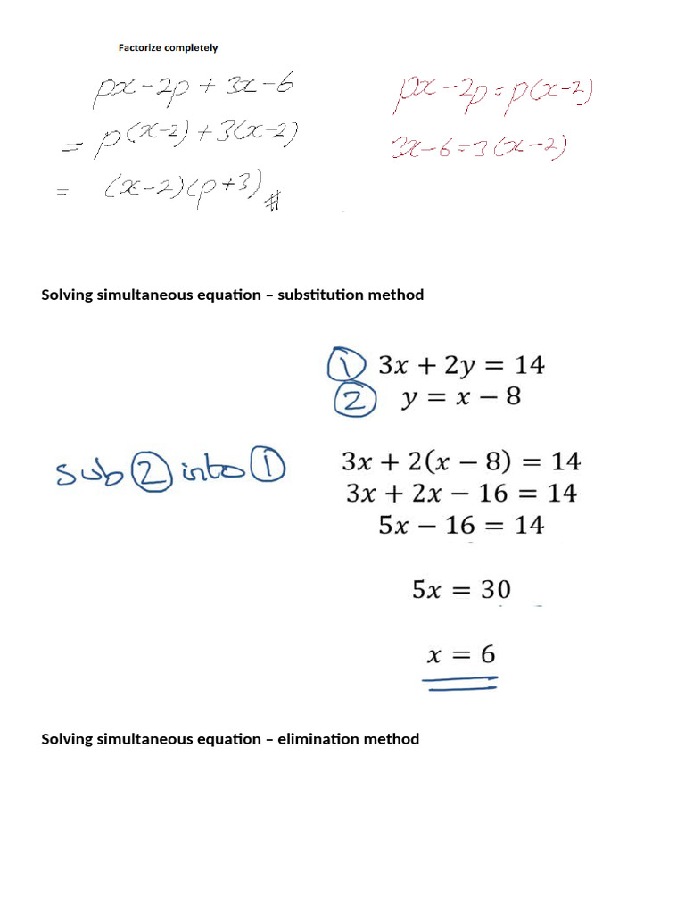 Simultaneous Equation, Factorisation | PDF
