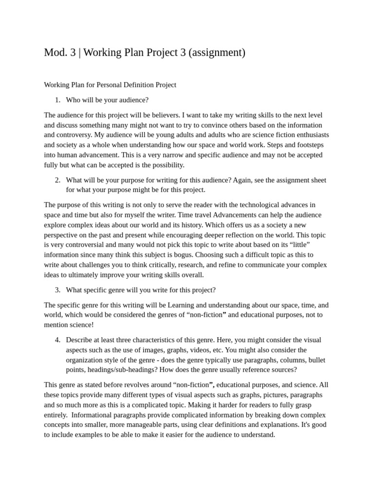 Mod. 3 - Working Plan Project 3 (Assignment) | PDF | Space | Gravity