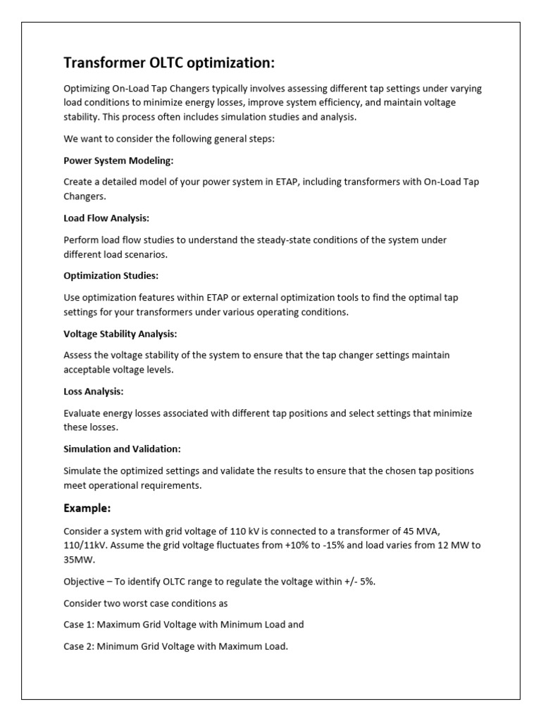Transformer OLTC Optimization | PDF