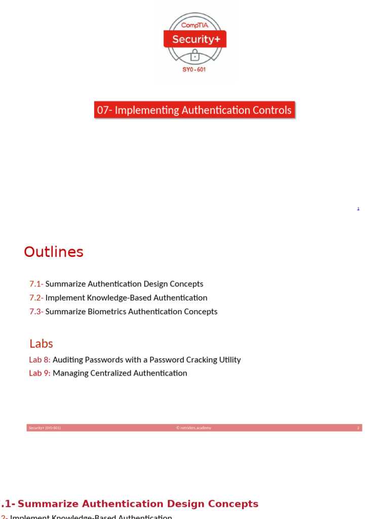 07 Implementing Authentication Controls Pdf Password Authentication 