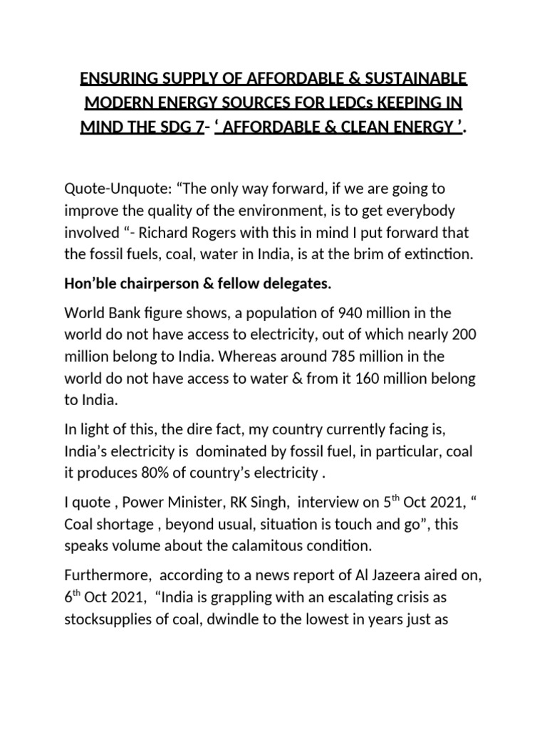 MUN Speech-India - Final Draft | PDF