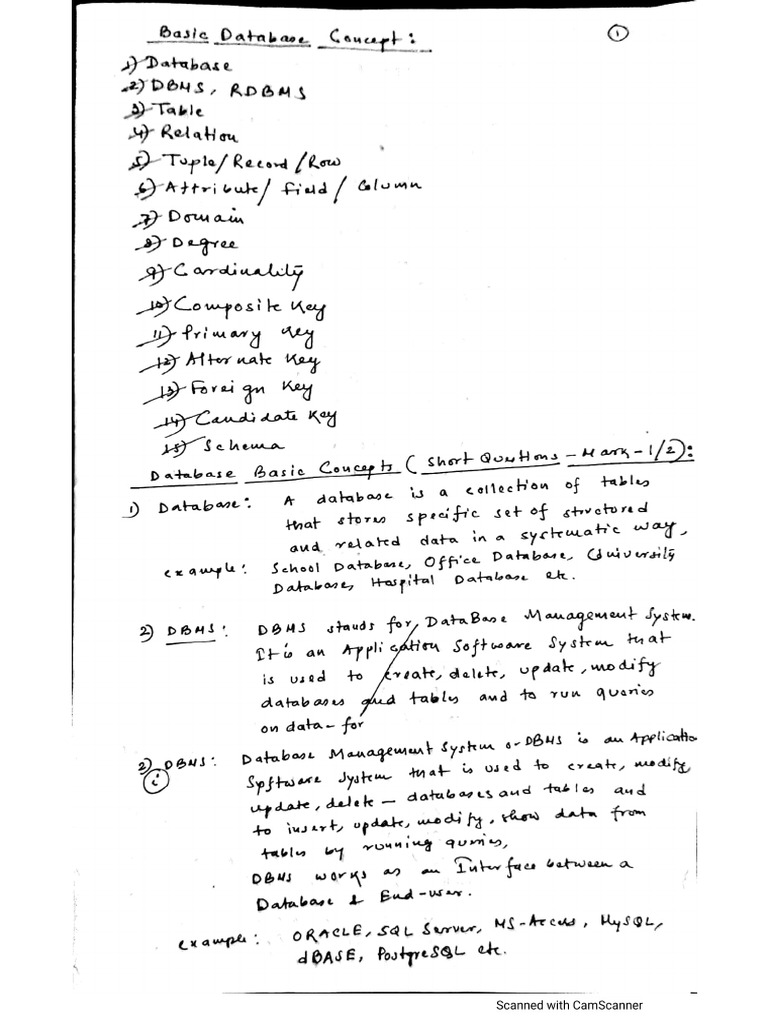 Database Basic Concepts (Topics) | PDF