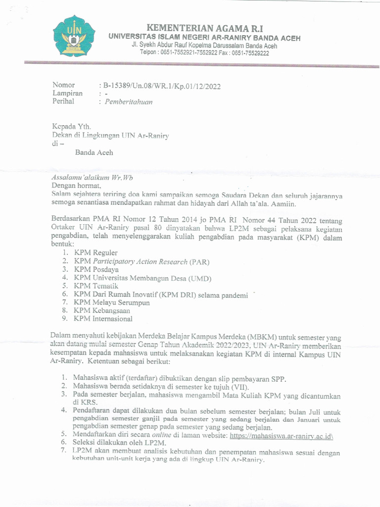 Pengumuman KPM | PDF