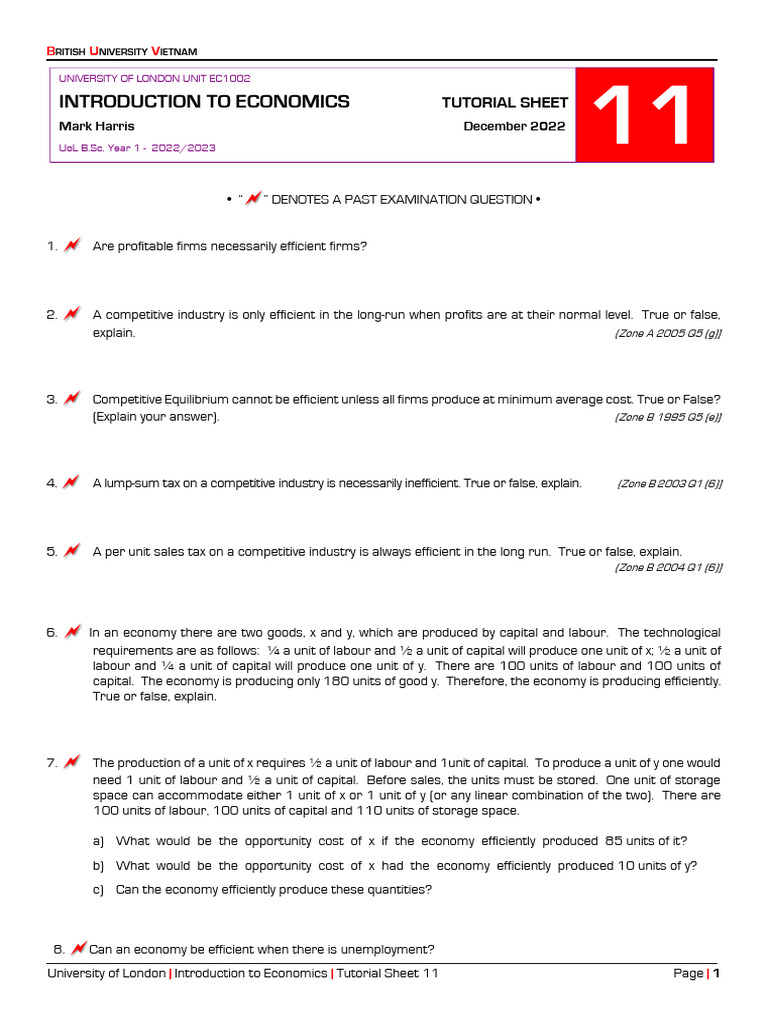 Economics Tutorial Sheet 11 | PDF | Labour Economics | Long Run And Short Run