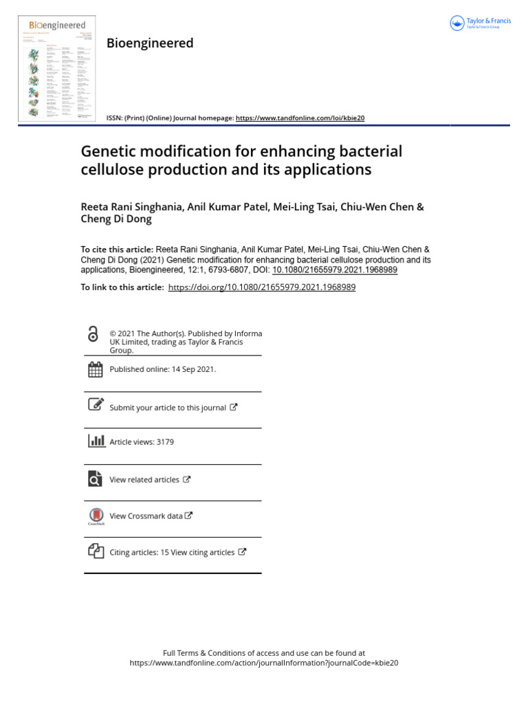 Genetic Modification For Enhancing Bacterial Cellulose Production and ...