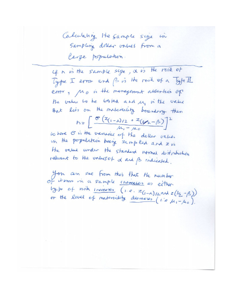 Audit Sample Size Formula | PDF