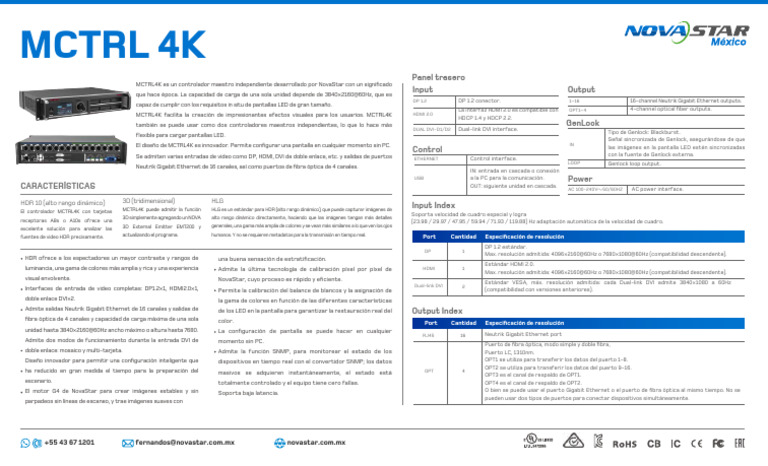 Ficha MCTRL 4K | PDF | Hdmi | Informática
