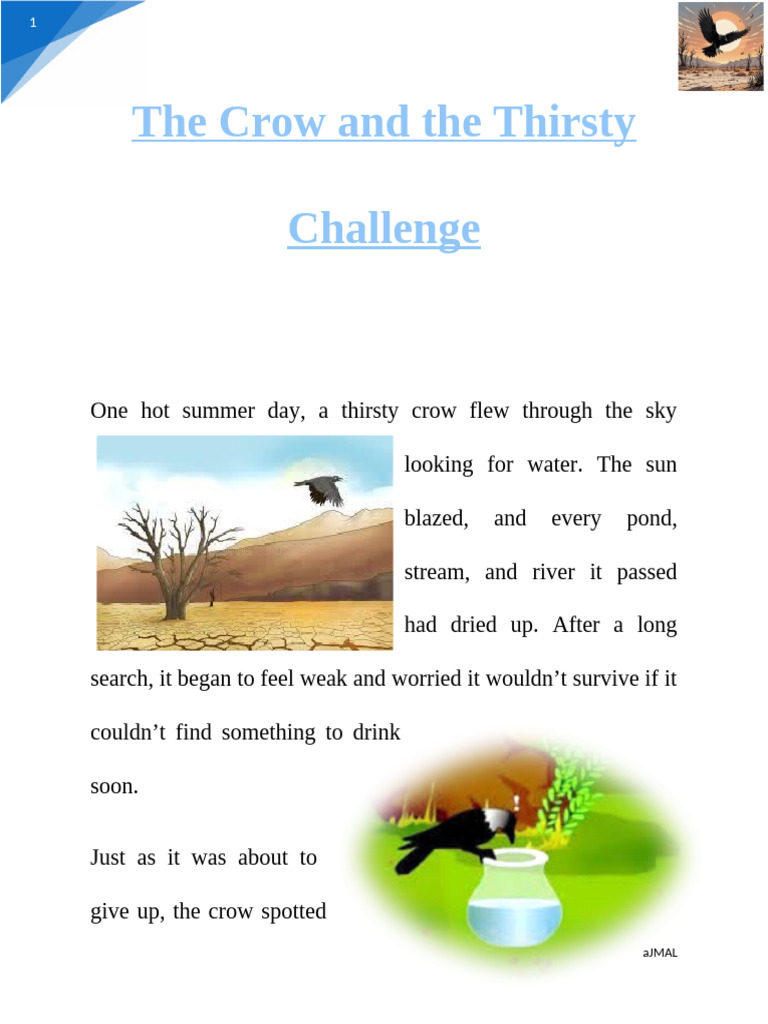 The Crow and The Thirsty Challenge | PDF
