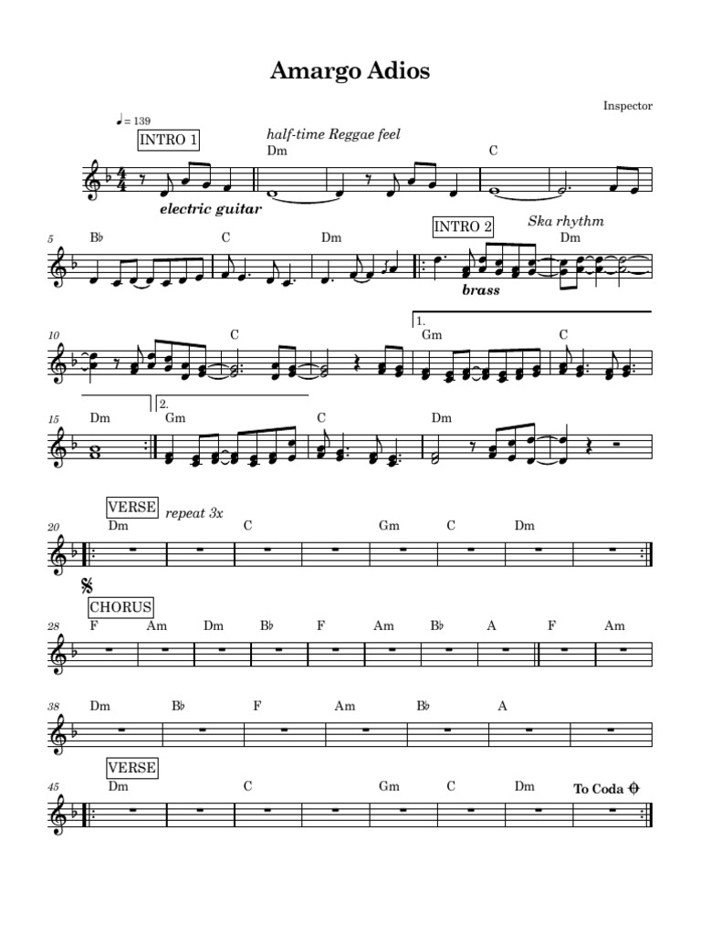 Amargo Adios - Full Score | PDF | Song Structure | Popular Music