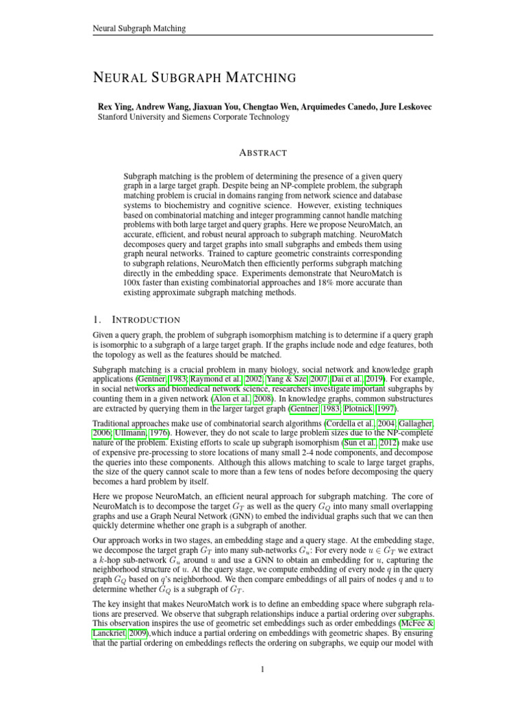 Neural Subgraph Matching | PDF | Vertex (Graph Theory) | Graph Theory