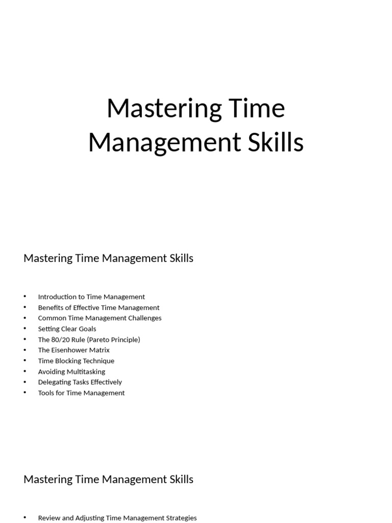 Mastering Time Management Skills | PDF | Time Management | Professional ...