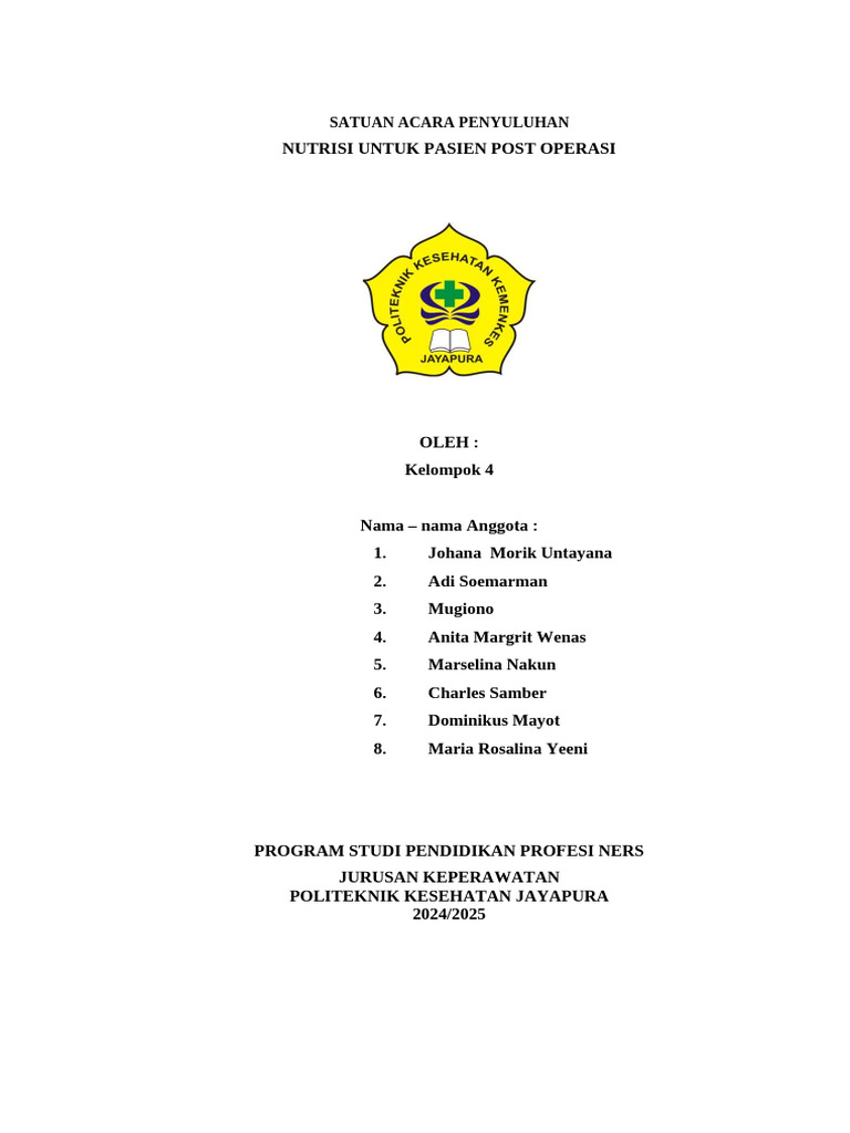 Nutrisi Pasien Pasca Operasi: Panduan Penyuluhan | PDF
