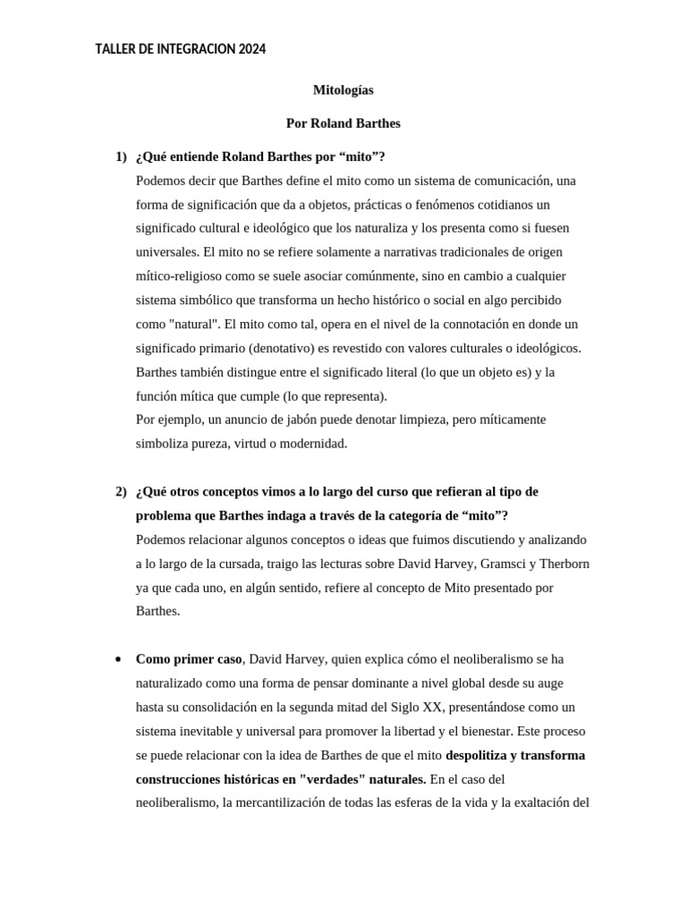 TP Barthes | PDF | Capitalismo | Neoliberalismo