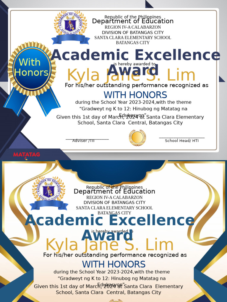 Academic Excellence Award 2023-2024 | PDF | Philippines | Governance