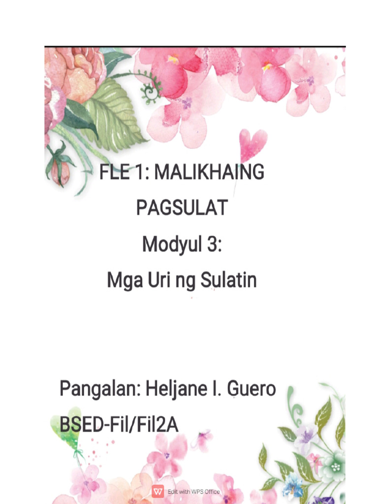 FLE 1 Module 3 Gawain | PDF