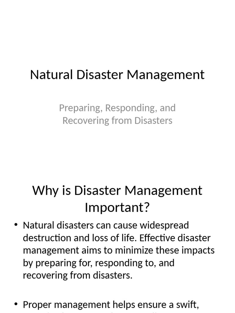 Natural Disaster Management Presentation | PDF