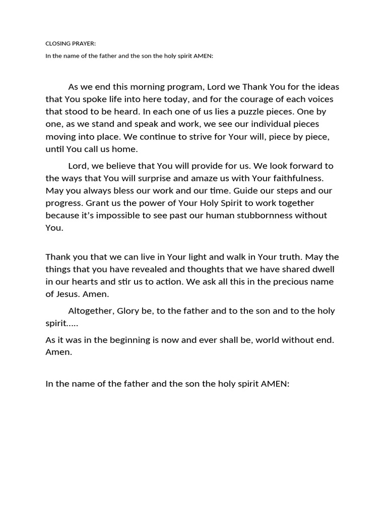 Closing Prayer | PDF