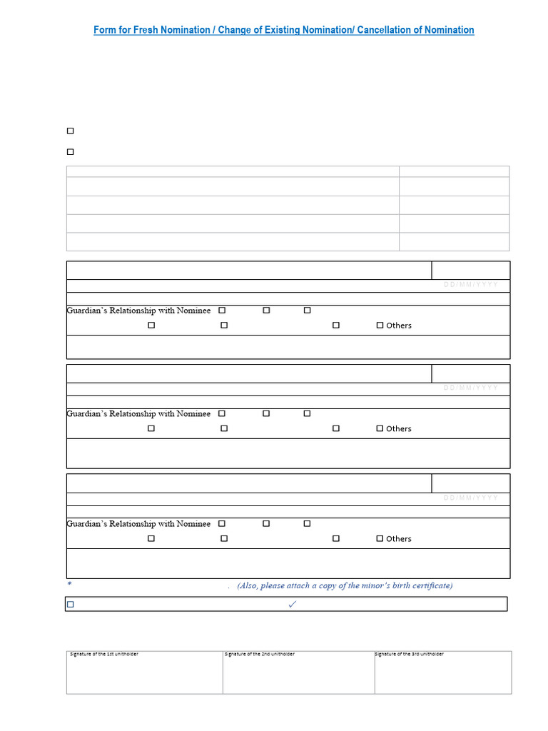 BOI AXA - Nomination Form | PDF | Government And Personhood