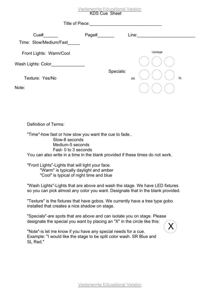 KDS Lighting Cue Sheet Description-1 | PDF