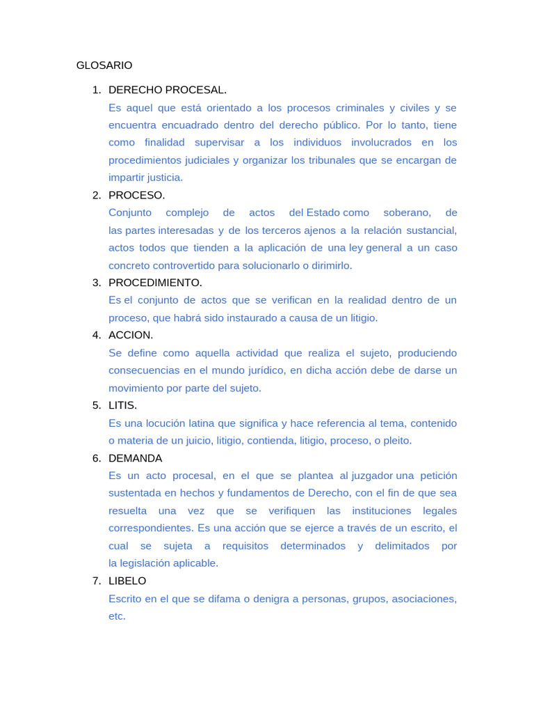 Glosario de Términos Procesales Jurídicos | PDF | Ley procesal | Apelación