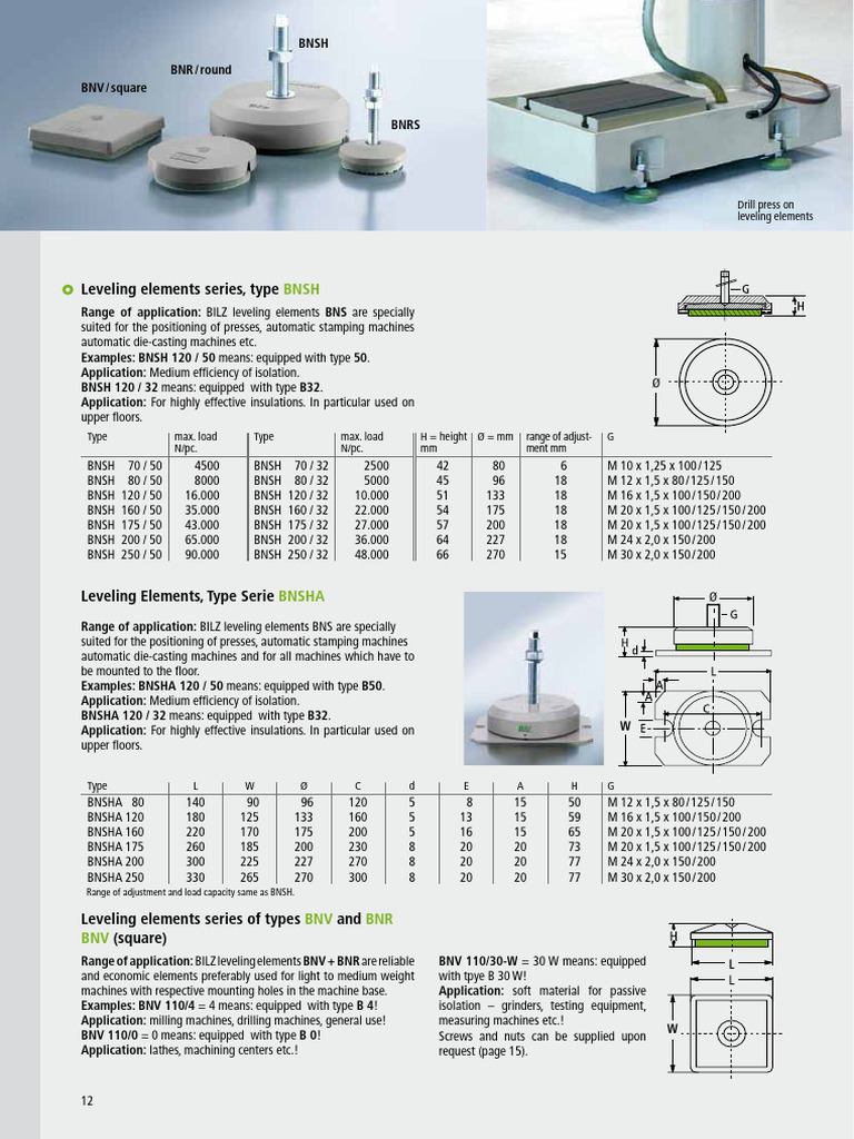 BILZ Leveling Elements Overview | PDF | Screw | Machining