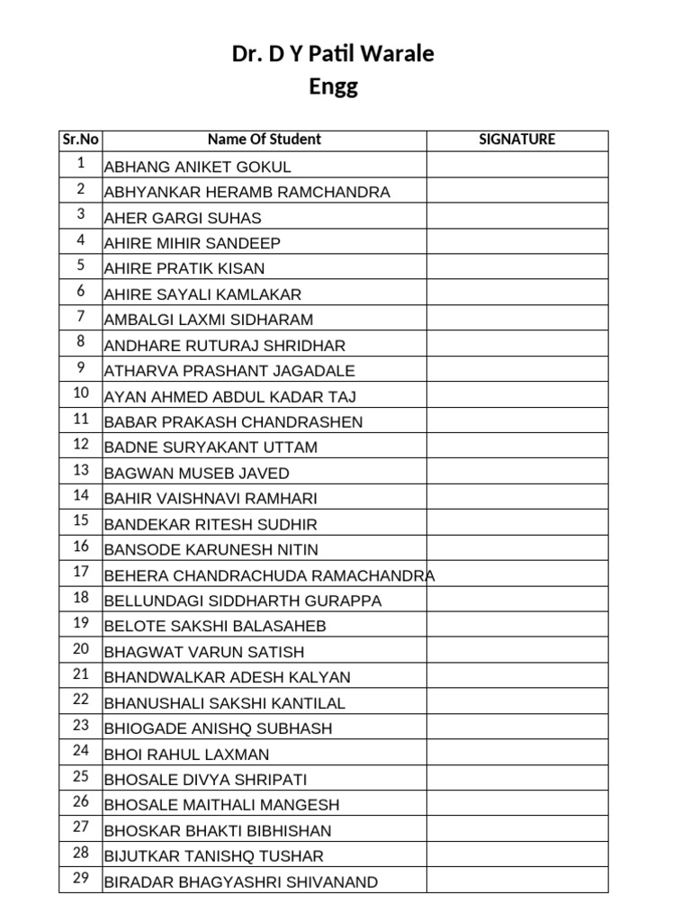 DYP Signature List 2024-25 M | PDF