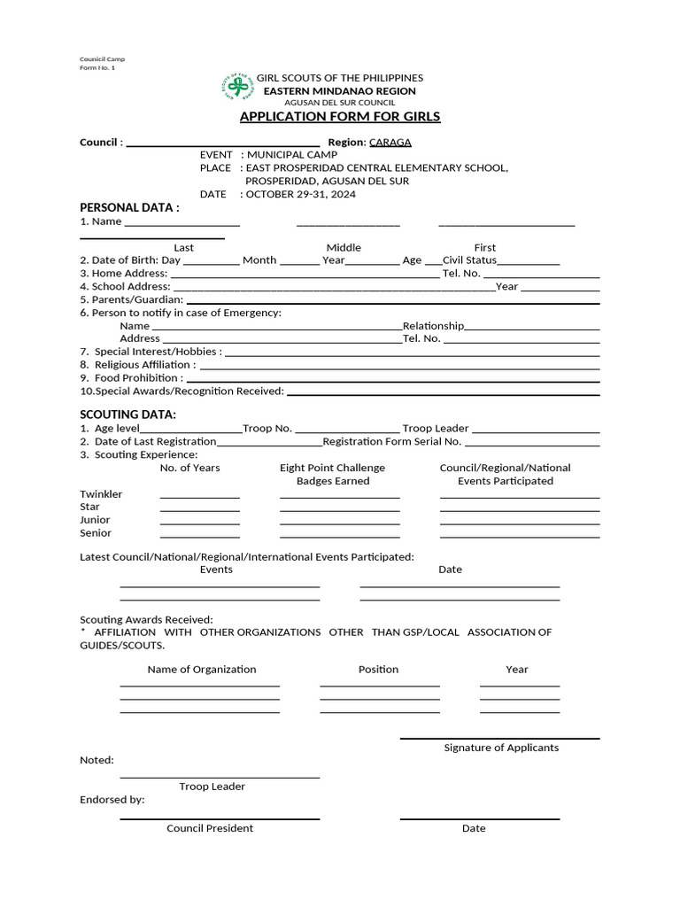 Application Forms For Girls W Parents Consent and Health Form2 | PDF | Medical Specialties ...