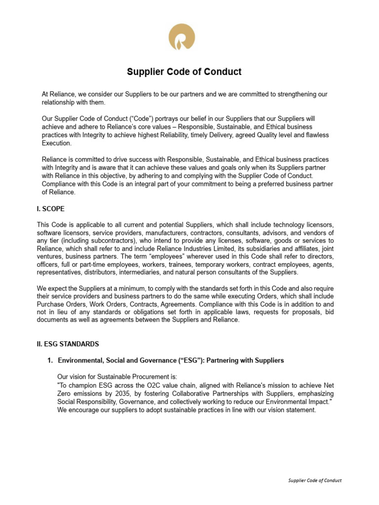 Supplier Conduct Guidelines | PDF | Employment | Labour Law
