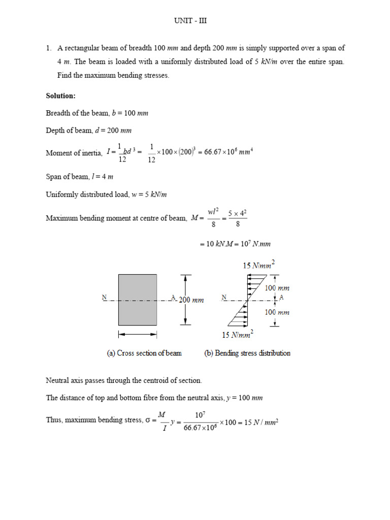 Unit III Tutorials With Ans | PDF | Bending | Beam (Structure)