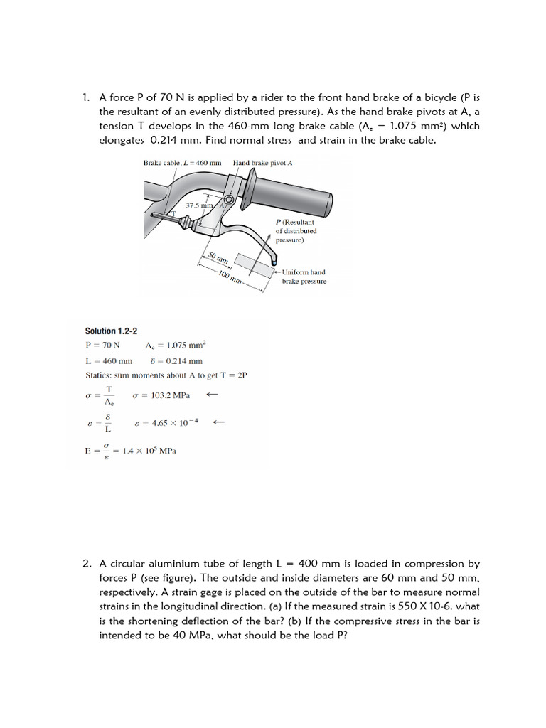 Unit 1 Tutorial Questions With Ans | PDF | Stress (Mechanics) | Solid Mechanics