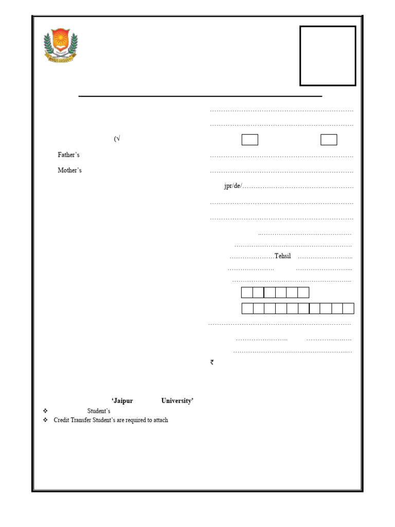 Application Form For Degree | PDF