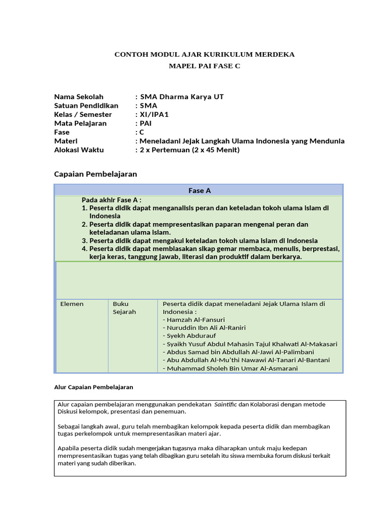 Modul Ajar PAI XI IPA 1 | PDF