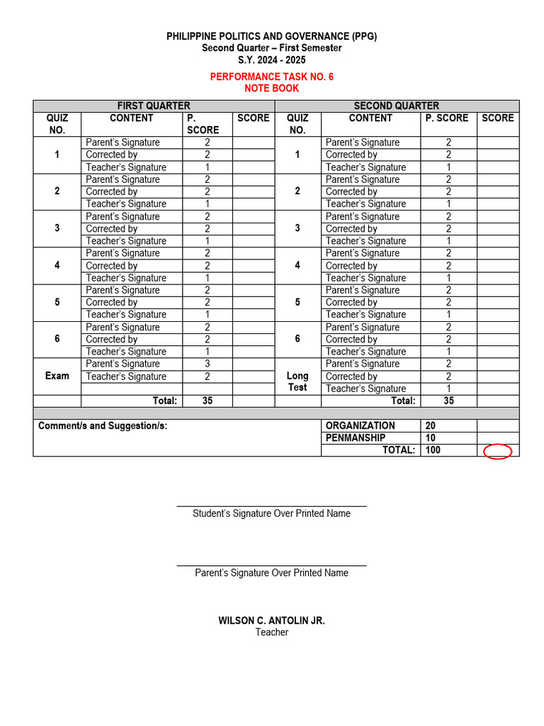 Notebook - Score Sheet | PDF | Teaching