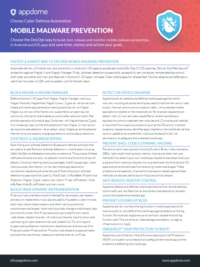 Appdome Mobile Anti-Malware Solution Guide © 2024 | PDF | Malware | Android (Operating System)