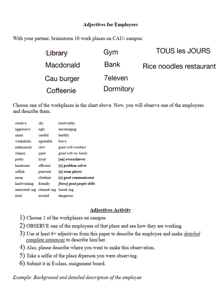 Adjectives to Describe Employees | PDF