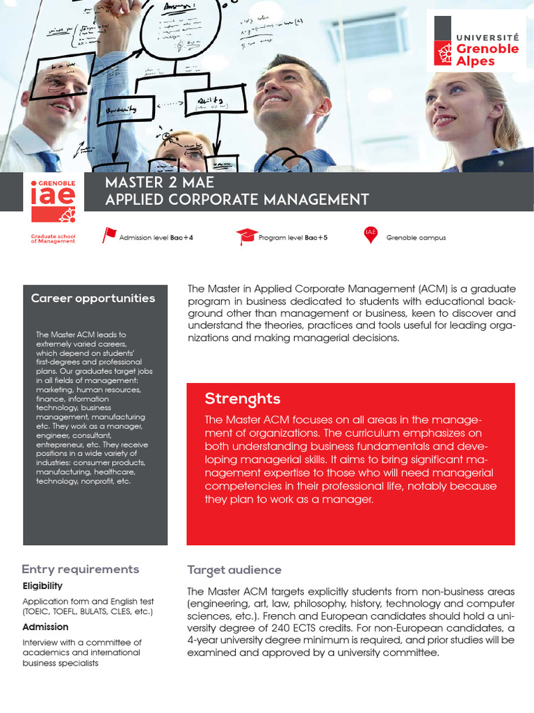 Plaquette Master Mae Applied Corporate Manager m2 | PDF | Business ...