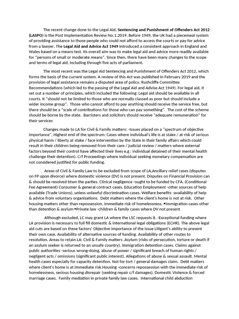 LASPO | PDF | Legal Aid | Damages