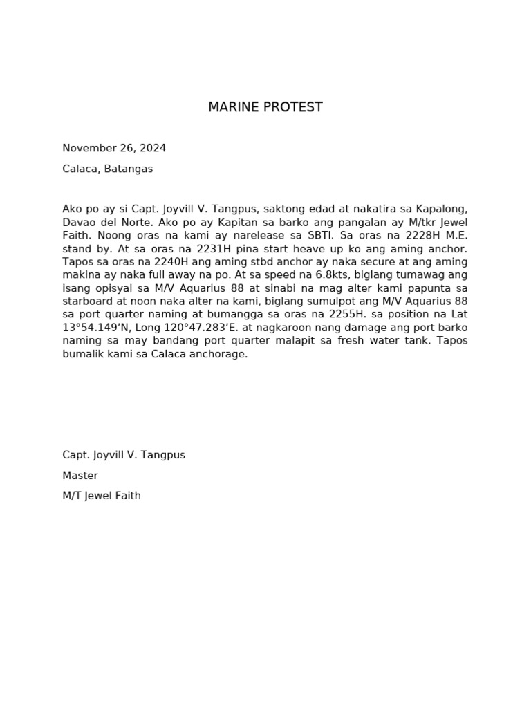 Marine Protest Master | PDF