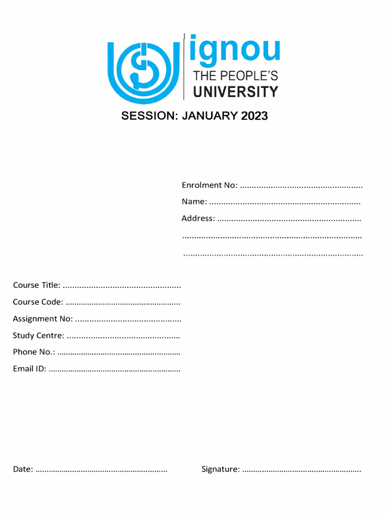 Front Page Ignou ASSIGNMENT | PDF