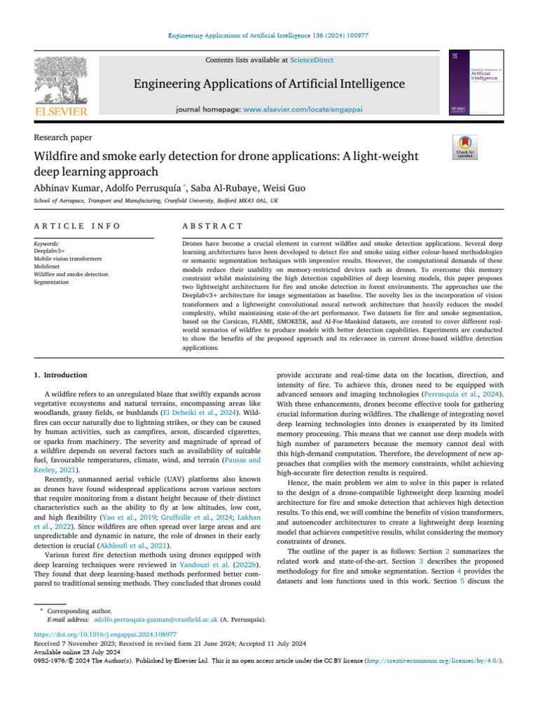 Wildfire and Smoke Early Detection For Drone Applications A Light Weight | PDF | Image ...