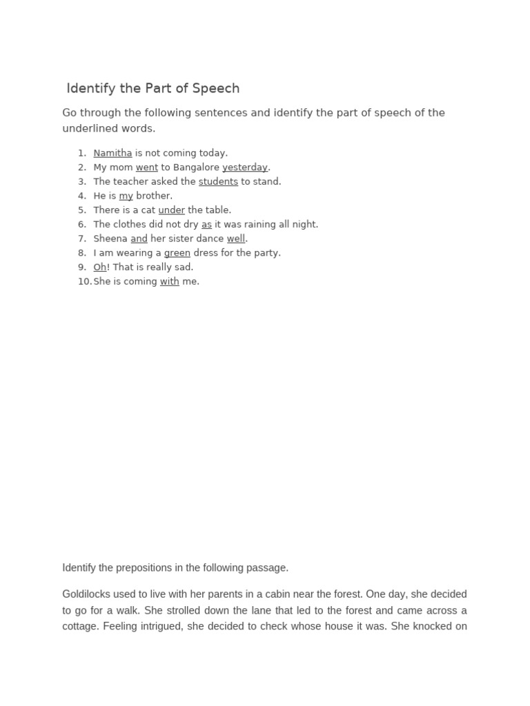 Identify The Part of Speech-G4h | PDF | Part Of Speech | Adverb