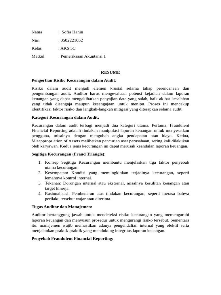 Resume 9 PAK 1 - Sofia Hanin - 0502221052 - AKS 5C | PDF