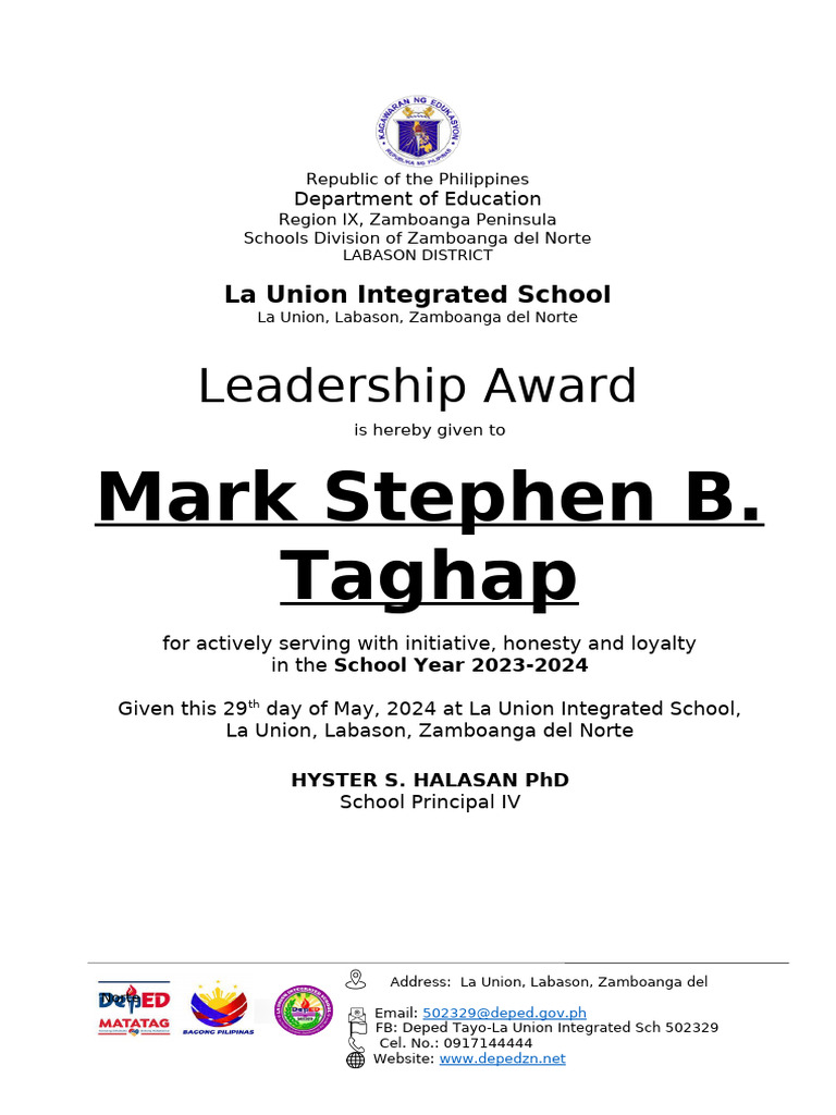 Leadership Certificates of Recognition | PDF