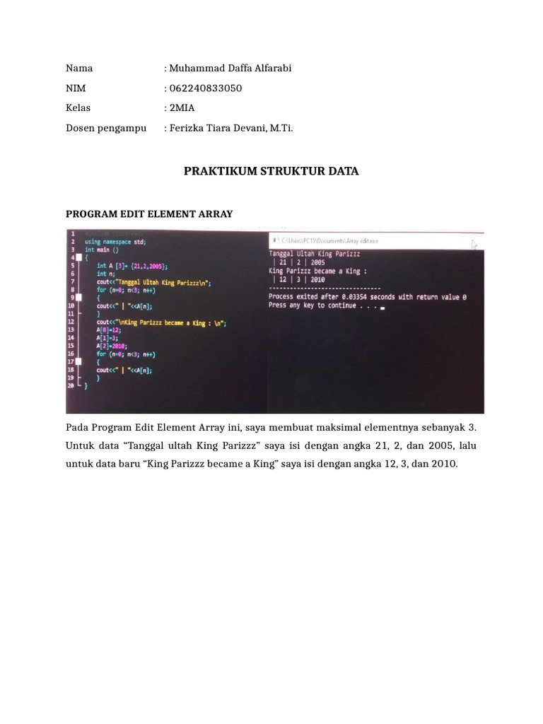 Prak - Struktur Data - Muhammad Daffa - Array | PDF
