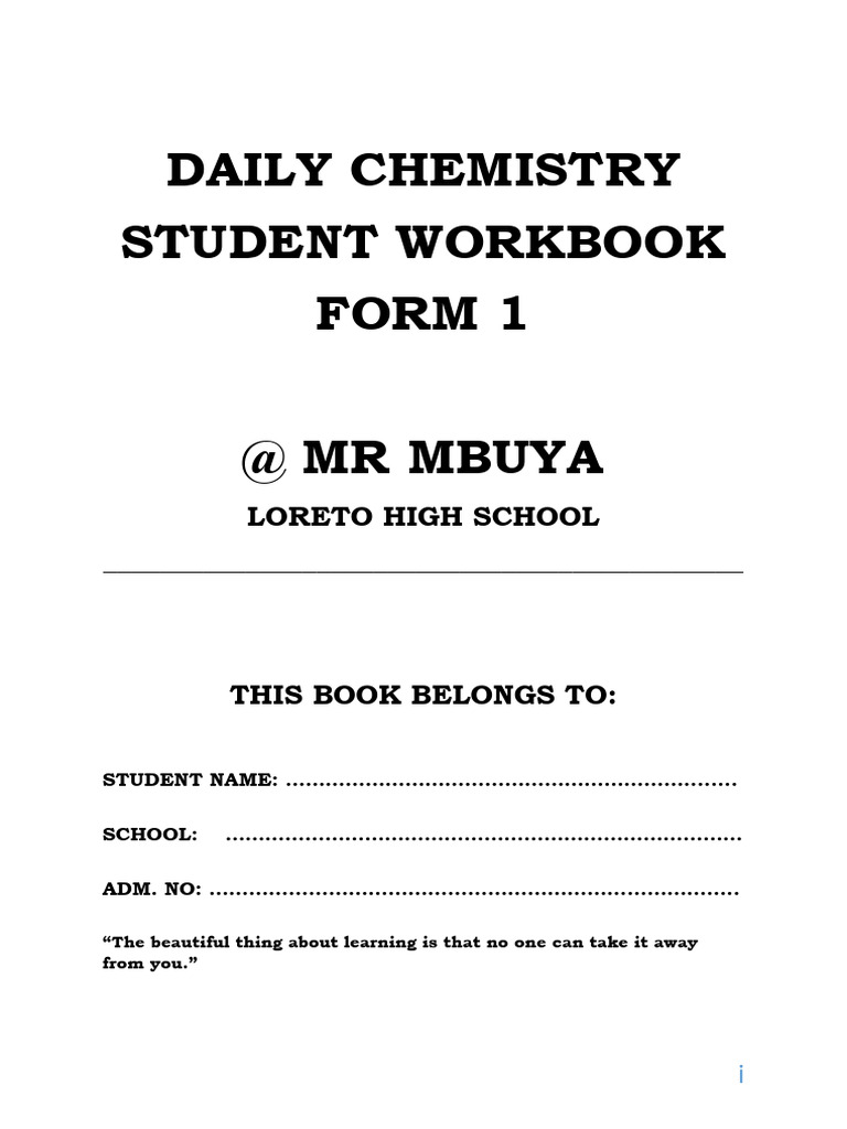 Form 1 Chemistry Questions | PDF | Solubility | Chemical Reactions